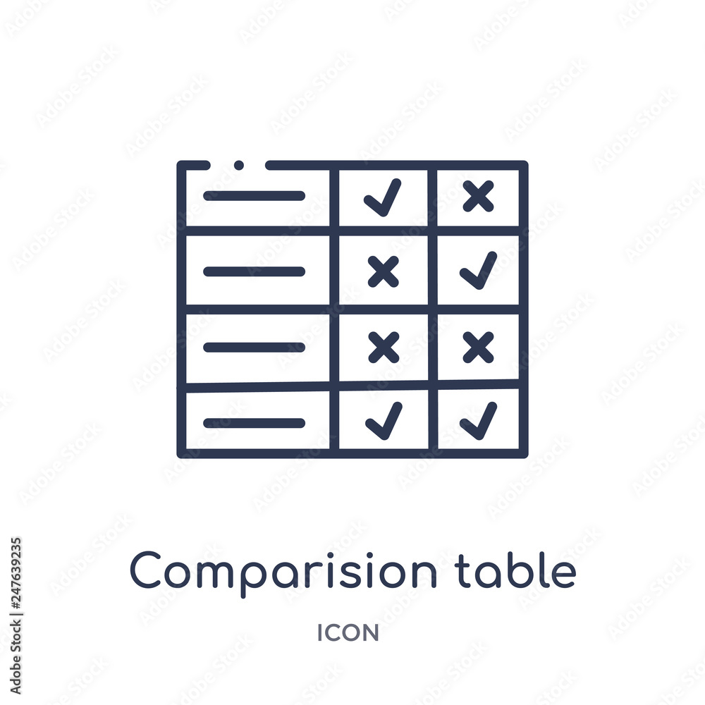 comparision table icon from user interface outline collection. Thin line comparision table icon ...
