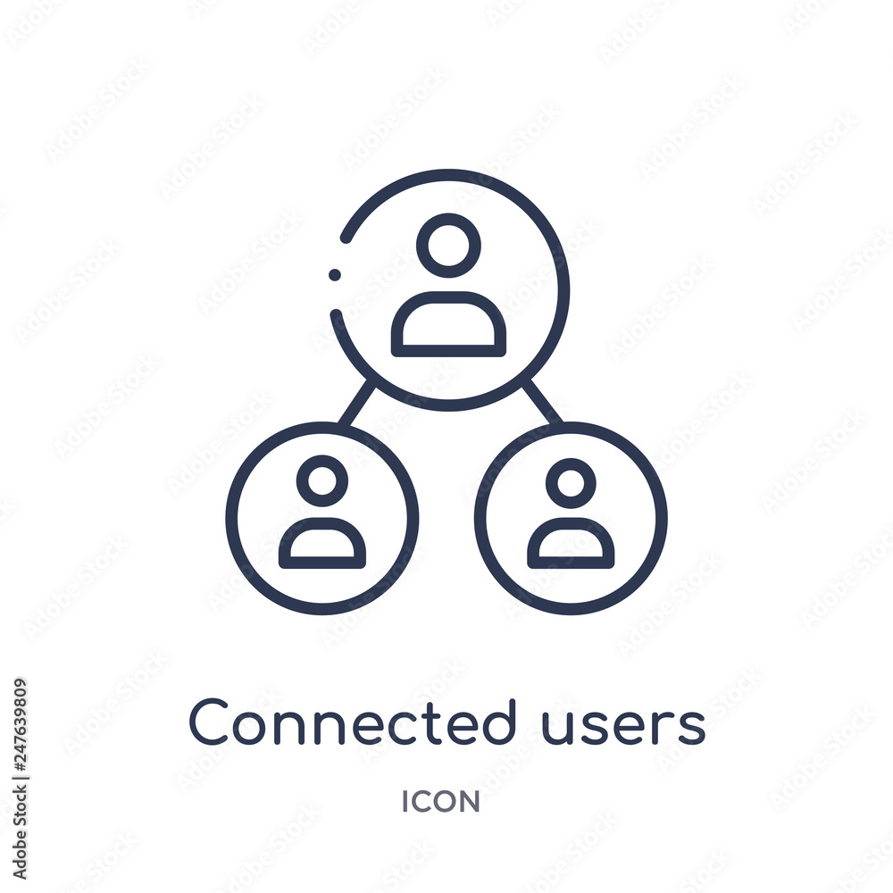 connected users in flow chart icon from user interface outline collection. Thin line connected ...