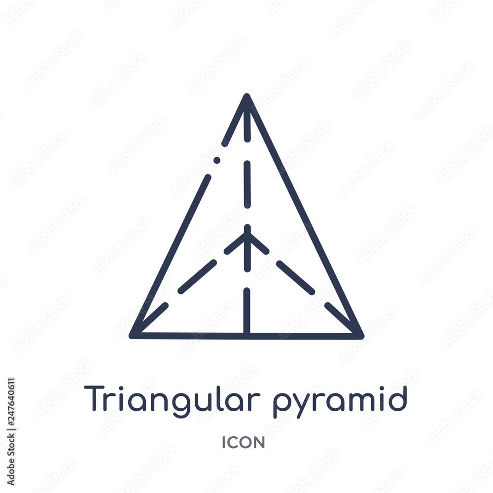 triangular pyramid icon from user interface outline collection. Thin ...