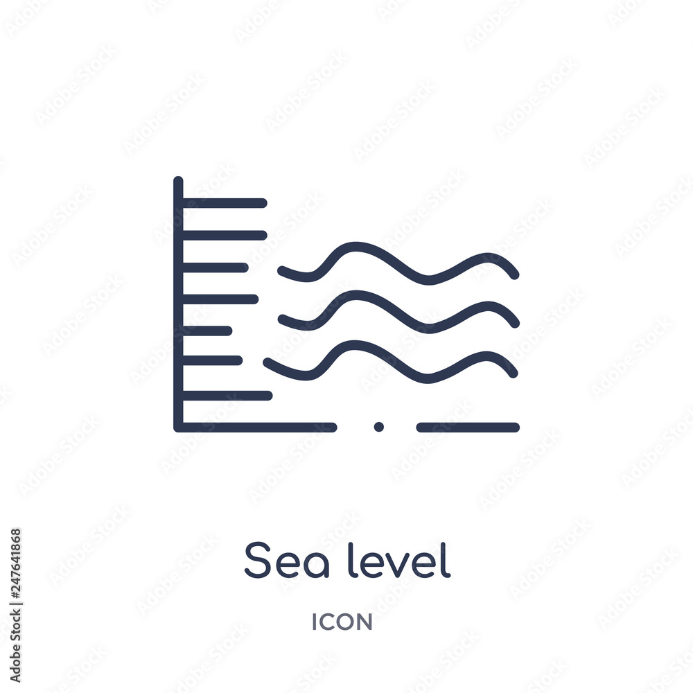 sea level icon from weather outline collection. Thin line sea level ...