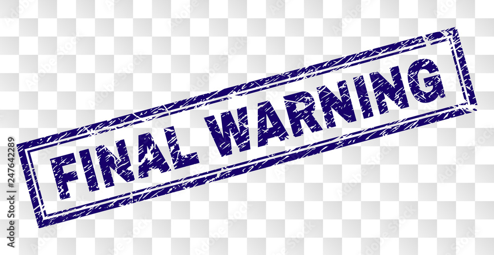 FINAL WARNING stamp seal watermark with rubber print style and double ...