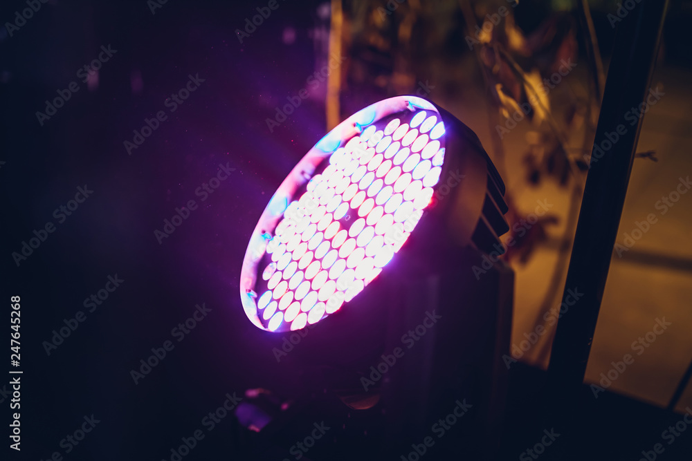 Stage led light or spot led lights at the concert, disco, club or bar ...