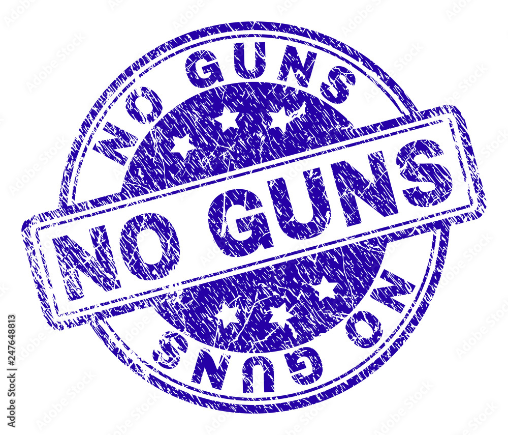 NO GUNS stamp seal imprint with grunge texture. Designed with rounded ...