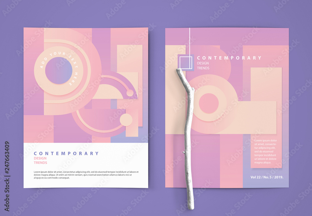 Flyer Layout with Pastel Geometric Patterns Stock Template | Adobe Stock