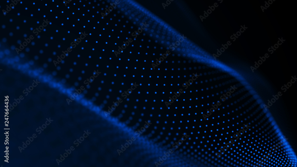 Virtual Waveform Of Particles In Blue Space Big Data Visualization Science Futuristic
