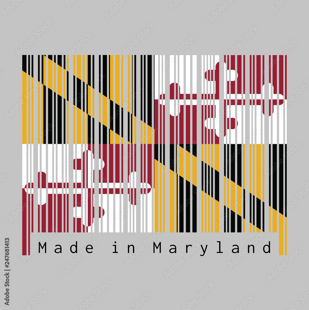 Barcode set the color of Maryland flag, Heraldic banner of George ...
