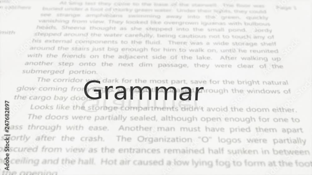 English concept over generic typography paragraph - Grammar animation ...