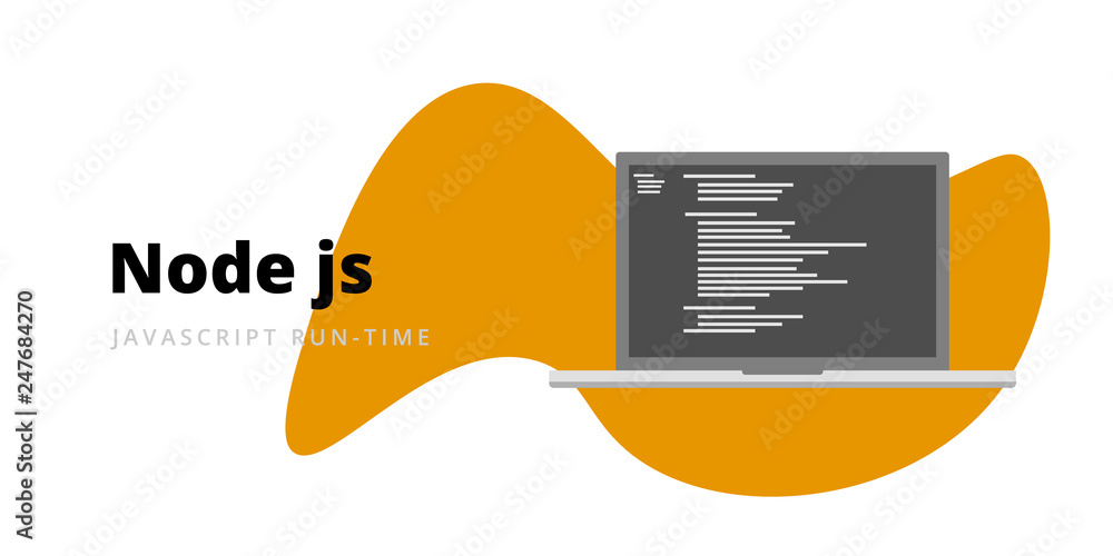 Learn To Code Node Js Javascript Run Time Programming Language With Script Code On Laptop Screen