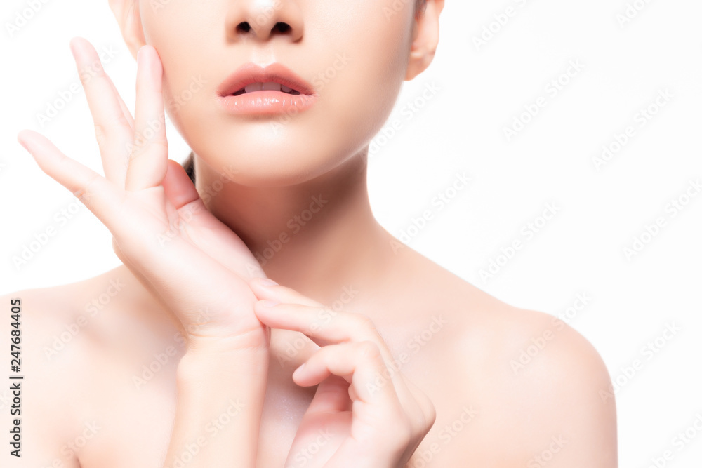Portrait healthy skin face woman. Attractive beautiful asian woman has ...