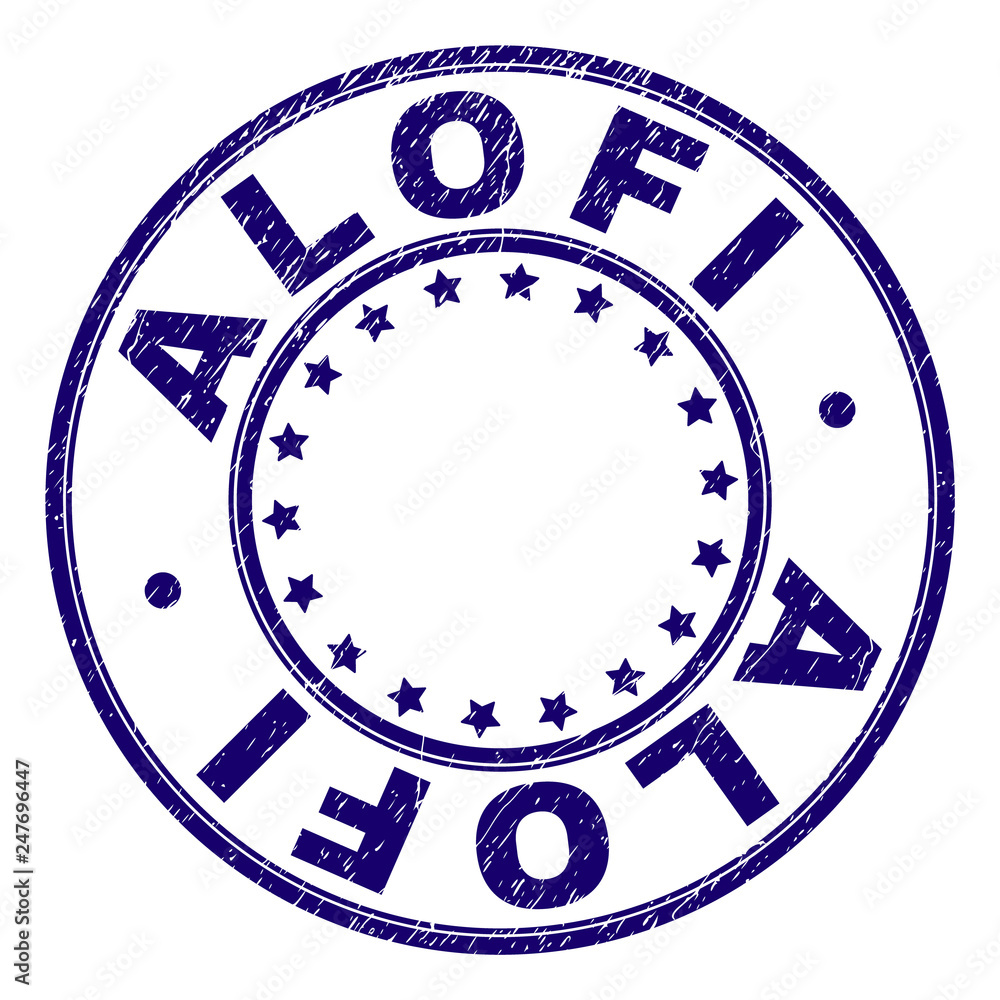 ALOFI stamp seal watermark with distress texture. Designed with round ...