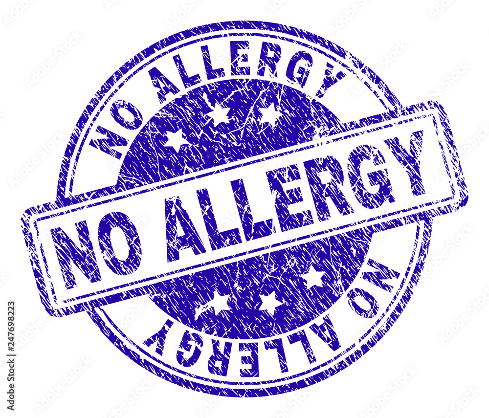 NO ALLERGY stamp seal imprint with grunge style. Designed with rounded ...