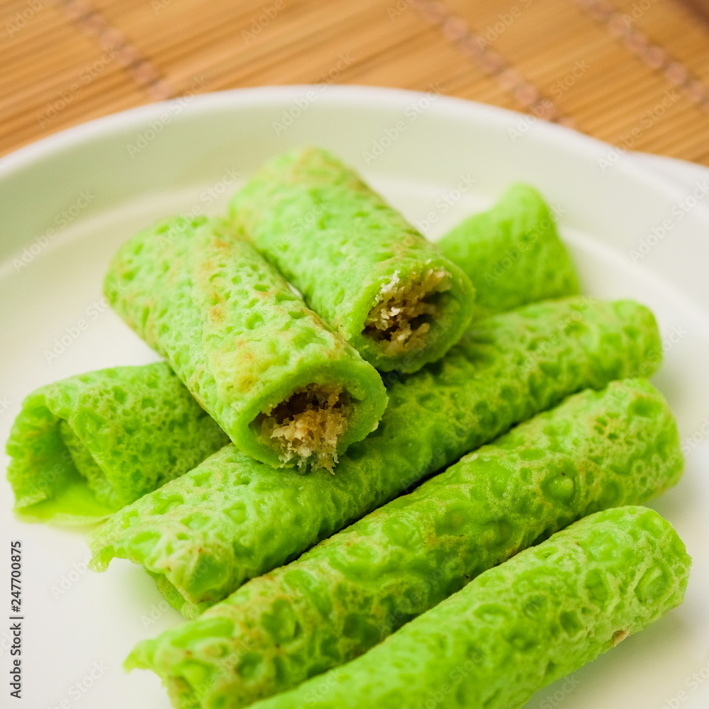 Malaysian's local food , Kuih Lenggang or Kuih Ketayap shoot indoors ...