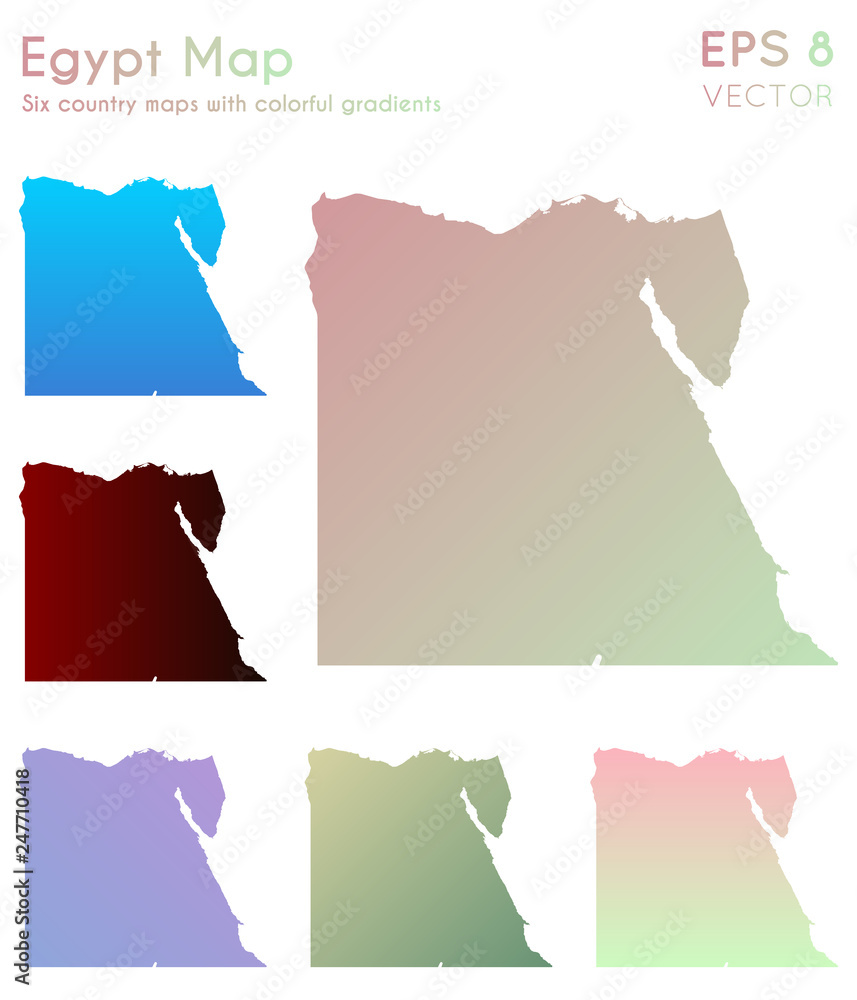 Map of Egypt with beautiful gradients. Admirable set of Egypt maps ...
