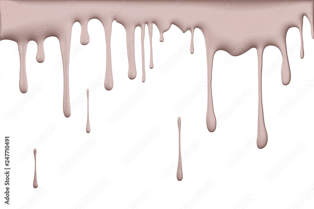 Melted white chocolate leaking, milk, yogurt cream, ice cream dripping ...