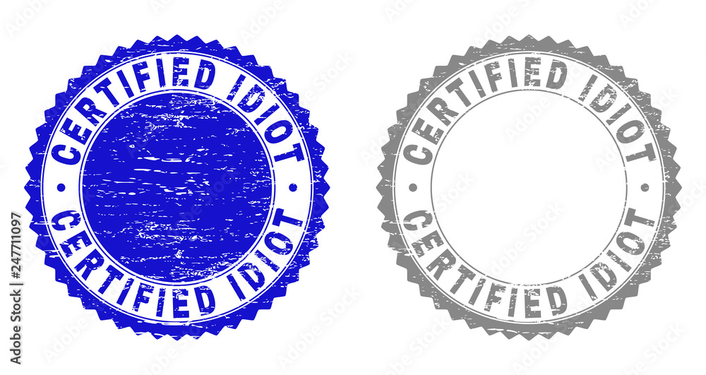 Vecteur Stock Grunge CERTIFIED IDIOT stamp seals isolated on a white ...