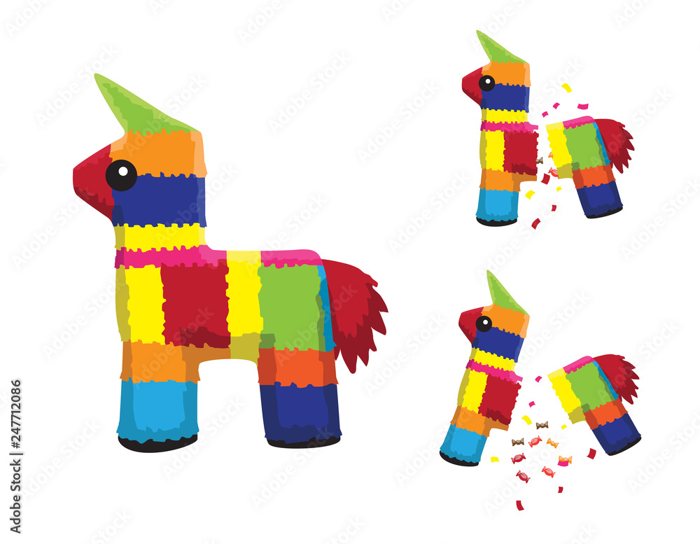 Red Pinata Horse Breaking Animation Sequence Cartoon Vector ...