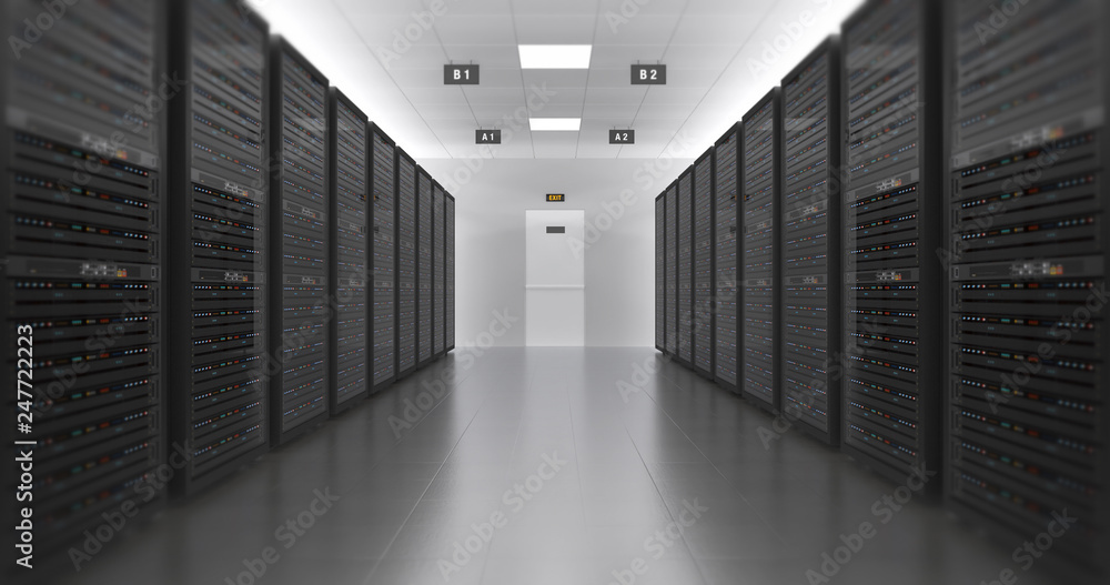 Server Racks In a Modern Data Center. Computer Racks All Around ...