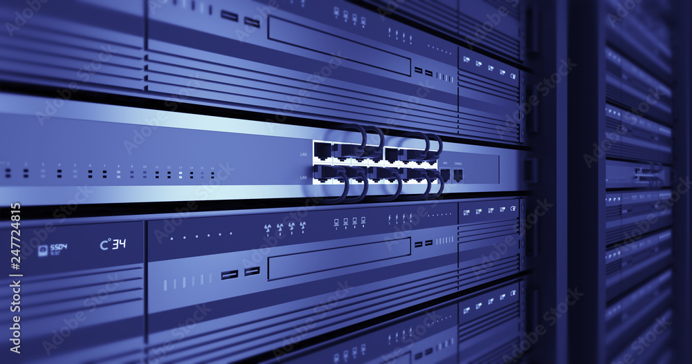 Close Up Server Racks In a Modern Data Center. Computer Racks All ...