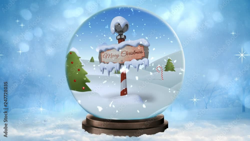 North Pole Merry Christmas Snow Globe 4K Loop features a Snow Globe in ...