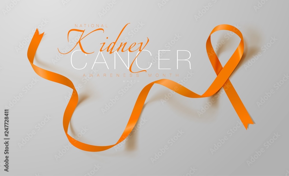 National Kidney Cancer Awareness Month. Orange Color Ribbon Isolated On ...