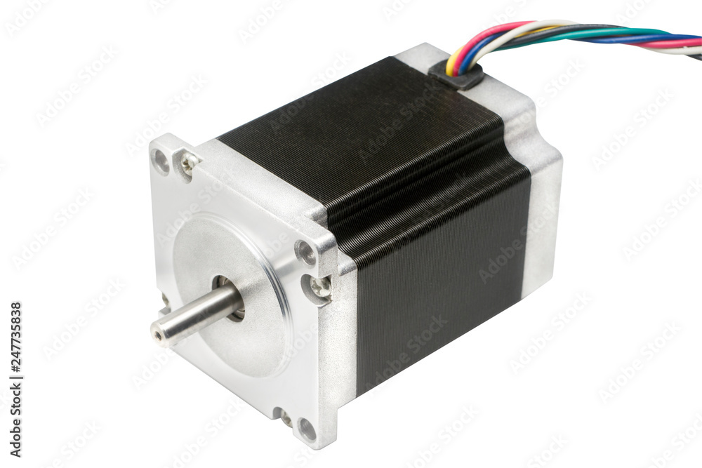 Electric stepper motor of CNC linear axis drive of 3D machine Stock ...