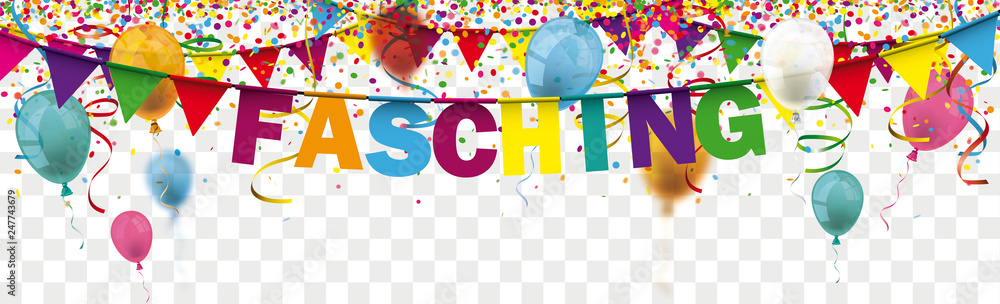 Fasching Banner mit Luftballons, Konfetti und Girlanden Stock Vector ...