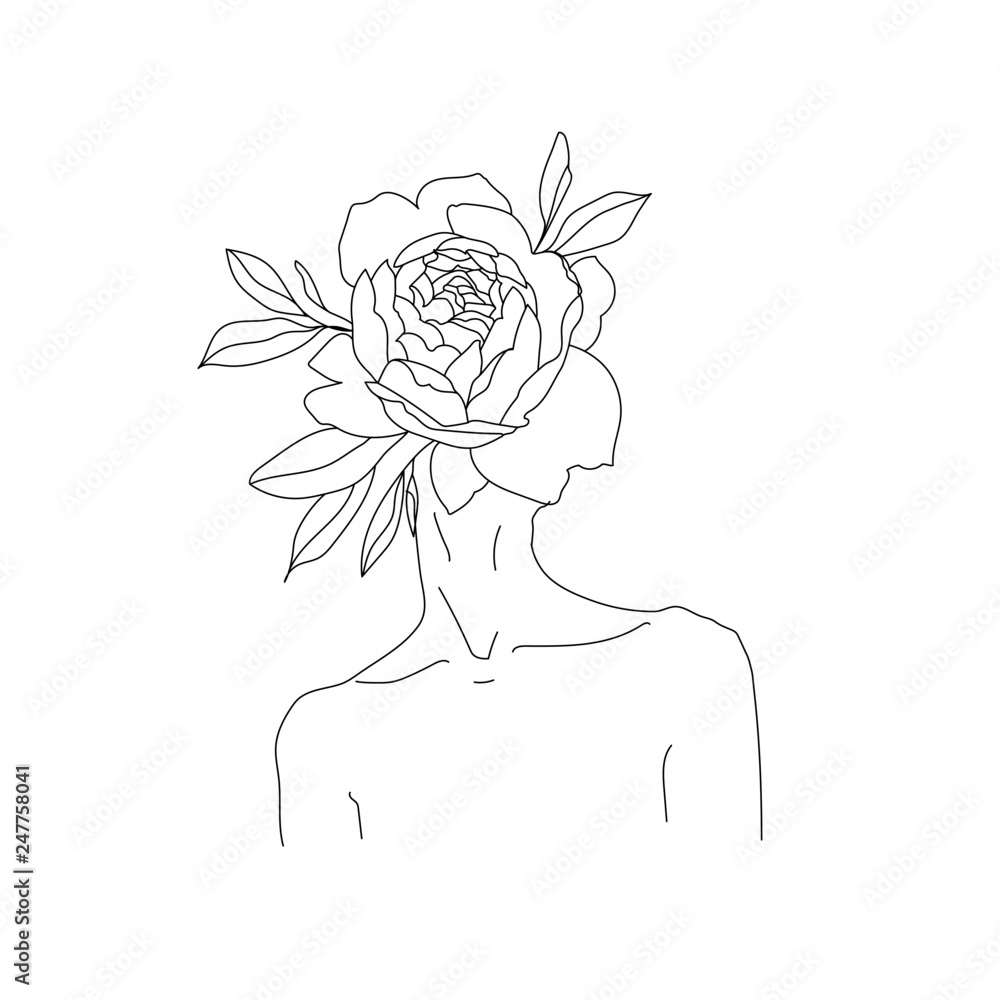 abstract face one line drawing. Portrait minimalistic style . One line ...