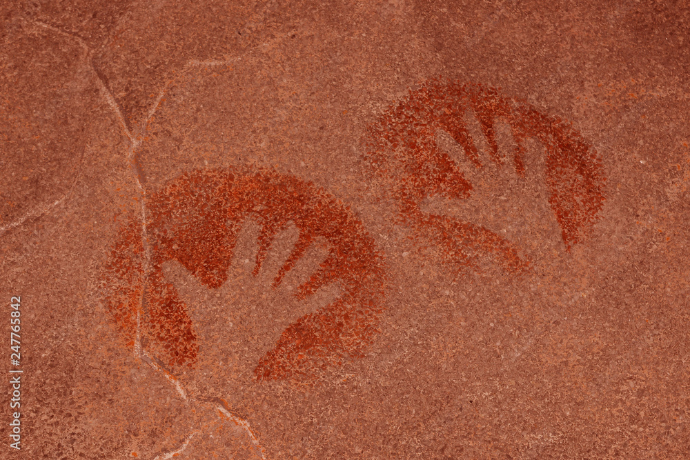 image of handprints on the cave wall. history of antiquities ...