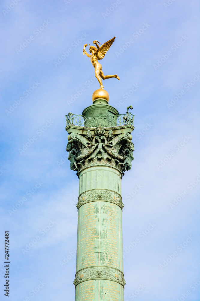 The Genius of Liberty golden statue, by french sculptor Auguste Dumont ...