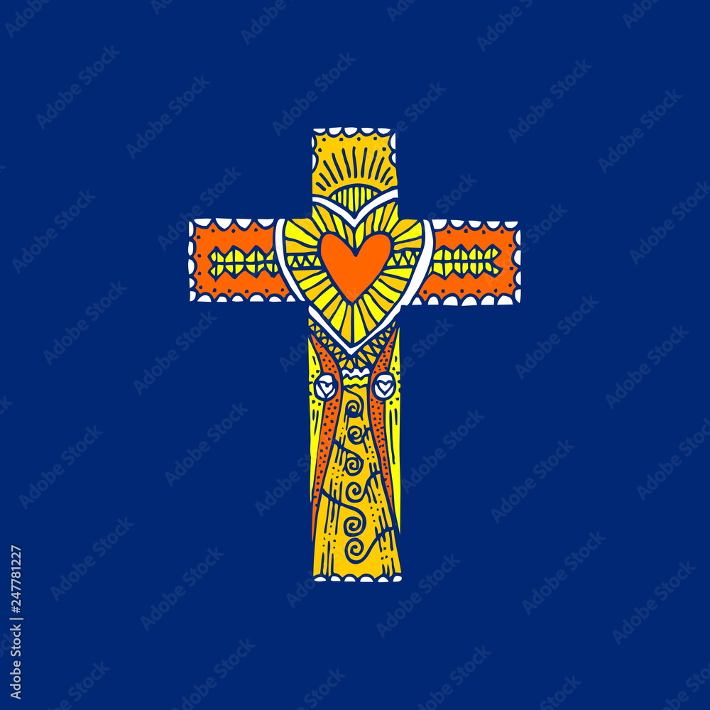 Cross of the Lord and Savior Jesus Christ hand-drawn. Doodle and design ...