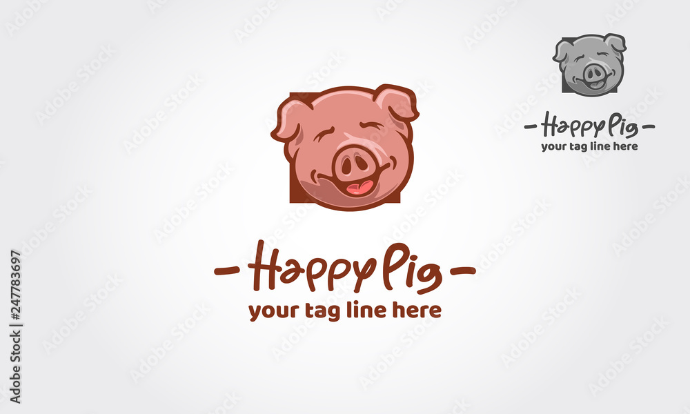 Vetor de Happy Pig Logo Cartoon Character. Enjoy this funny pig logo ...