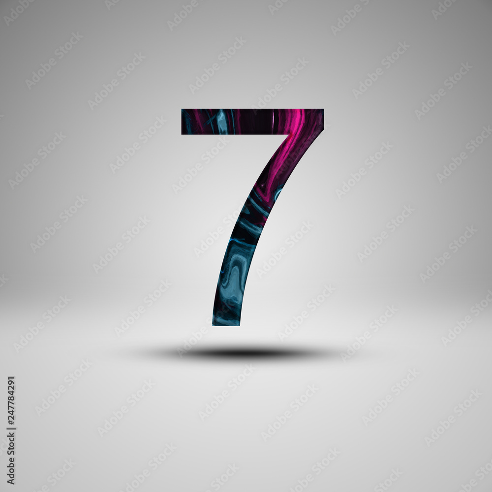 Number 7 illustration - painted cyberpunk acrylic, design elements ...