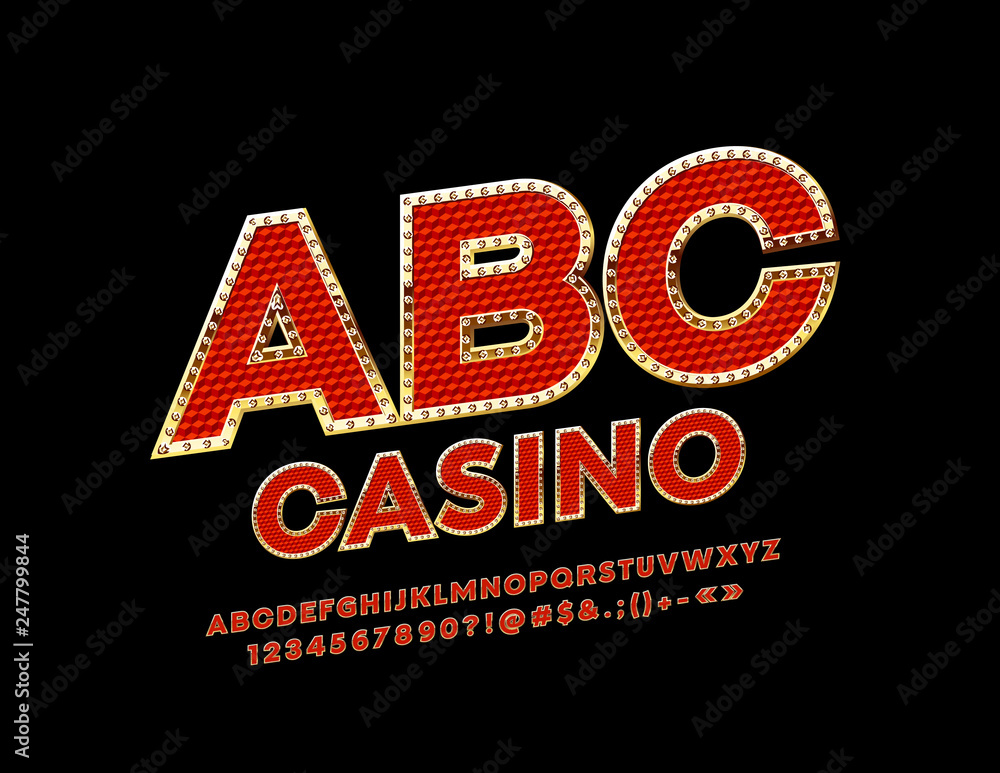Luxury Casino logotype. Vector Red Diamond Pattern with Gold Alphabet ...