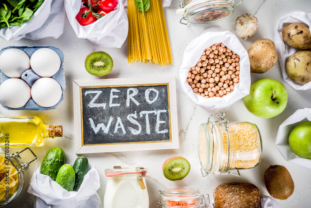 Zero waste shopping and sustanable lifestyle concept, various farm ...