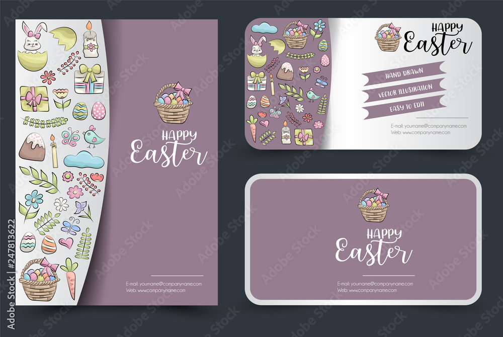 Easter flyer and business cards set. Background for advertisement ...