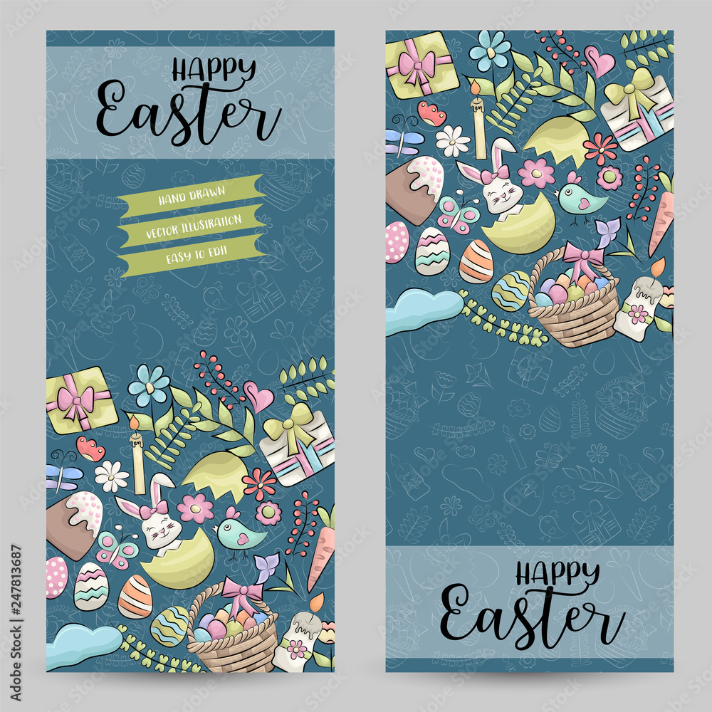 Easter vertical banner set. Cute poster for invitation, advertisement ...