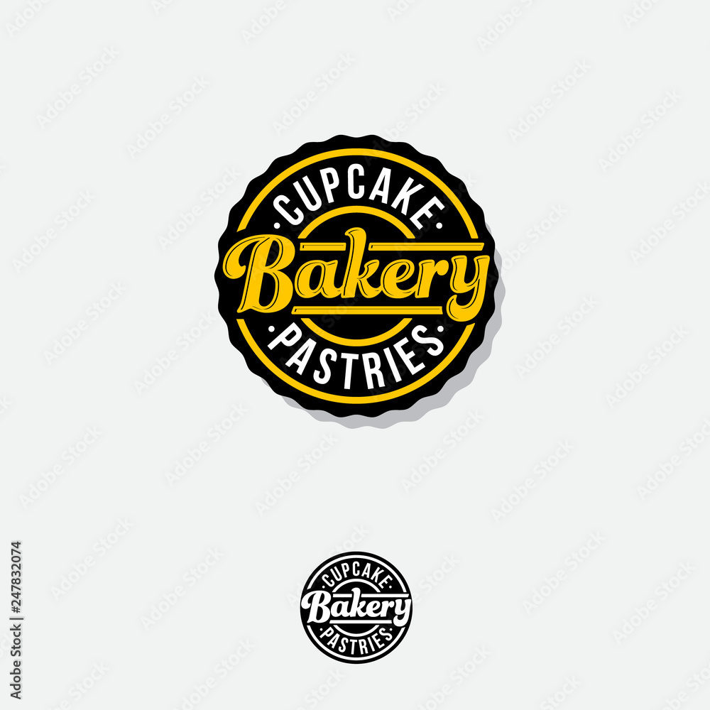 Bakery logo. Bakery premium emblem. Lettering in a circular badge ...