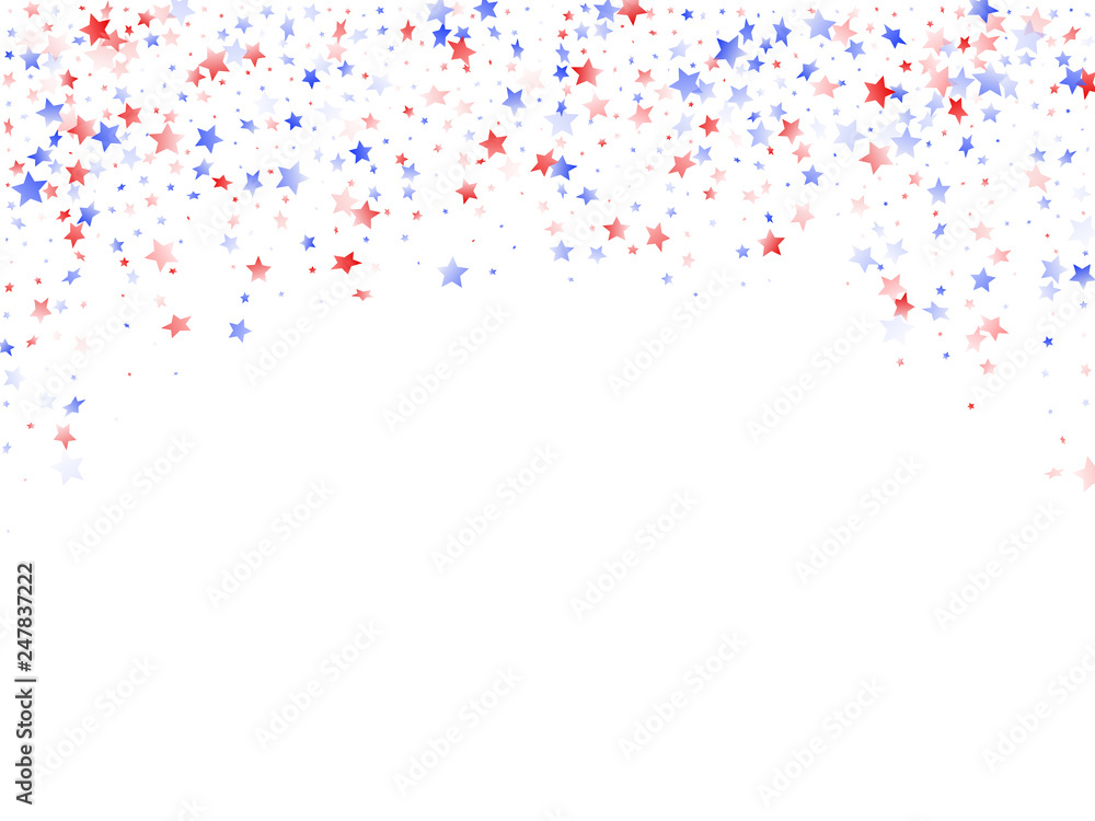 Flying red blue white star sparkles on white vector american patriotic ...