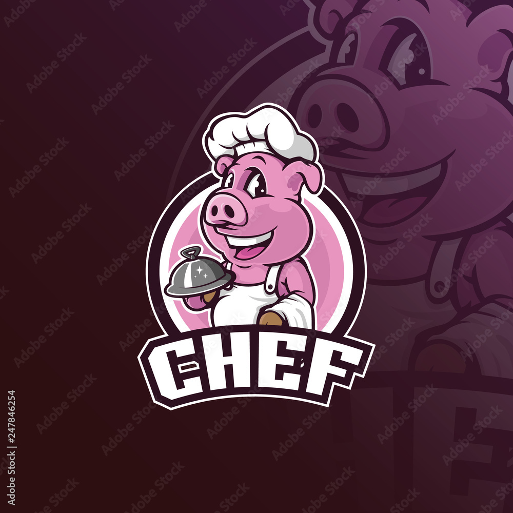 Vetor de chef pig vector mascot logo design with modern illustration ...