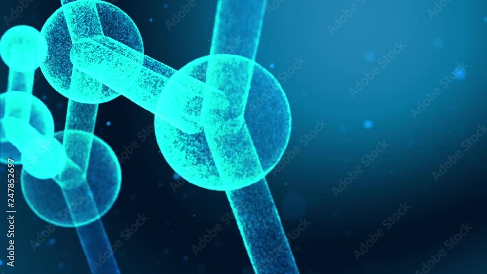 Vidéo Stock Computer animation of a 3d model of a molecule on a blue ...