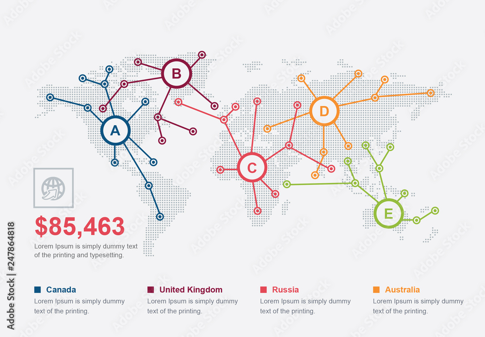World Map Networking Concept Infographic Layout Stock Template | Adobe ...