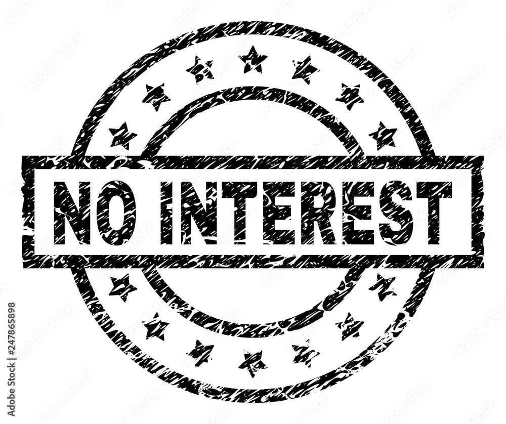 NO INTEREST stamp seal watermark with distress style. Designed with ...