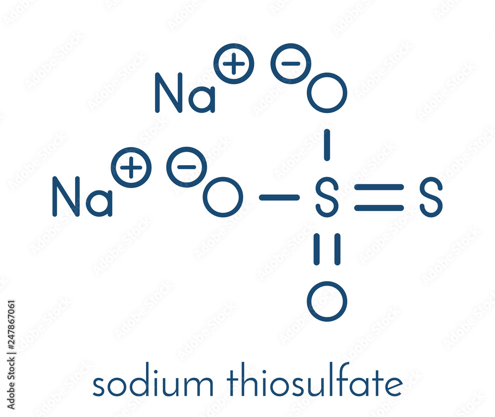 Sodium thiosulfate, chemical structure. Skeletal formula. vector de ...