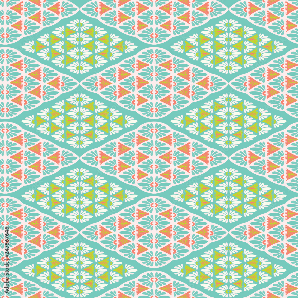 Teal And Coral Patterns