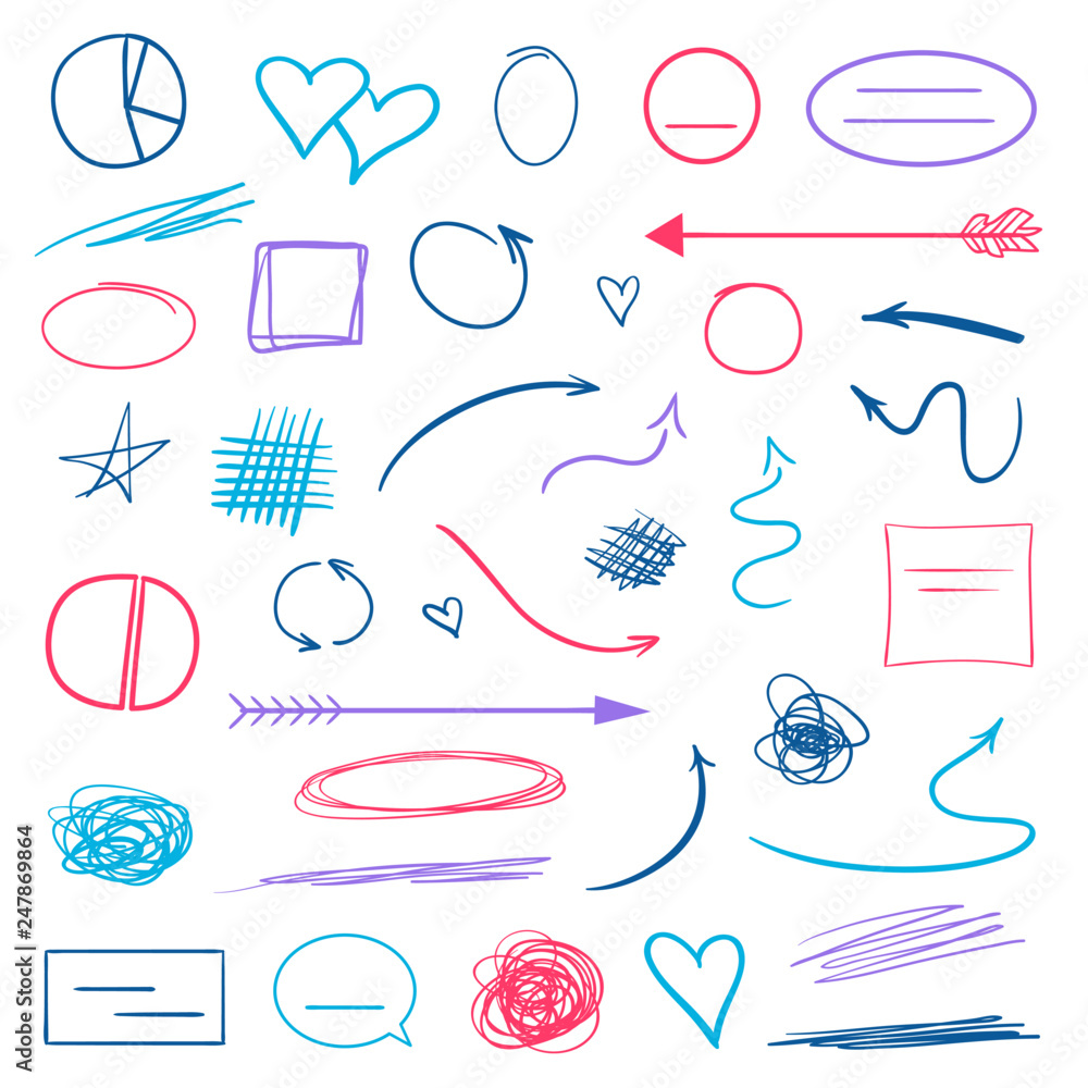 Sketchy infographic elements on isolation background. Hand drawn frames ...