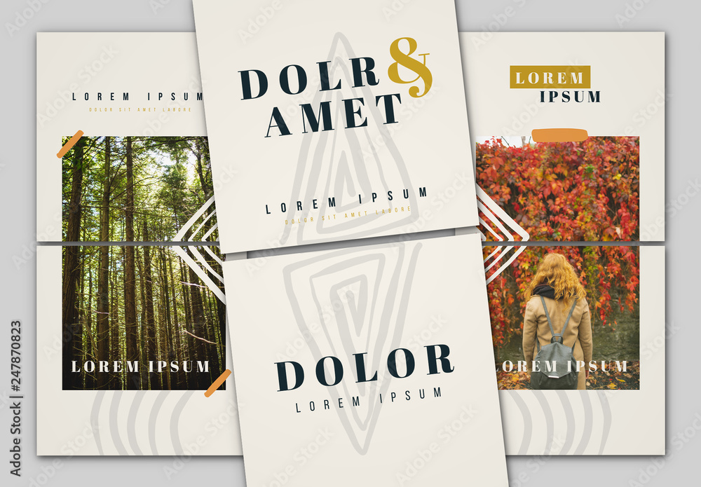 Social Media Grid Layout with Photo Placeholders Stock Template | Adobe ...