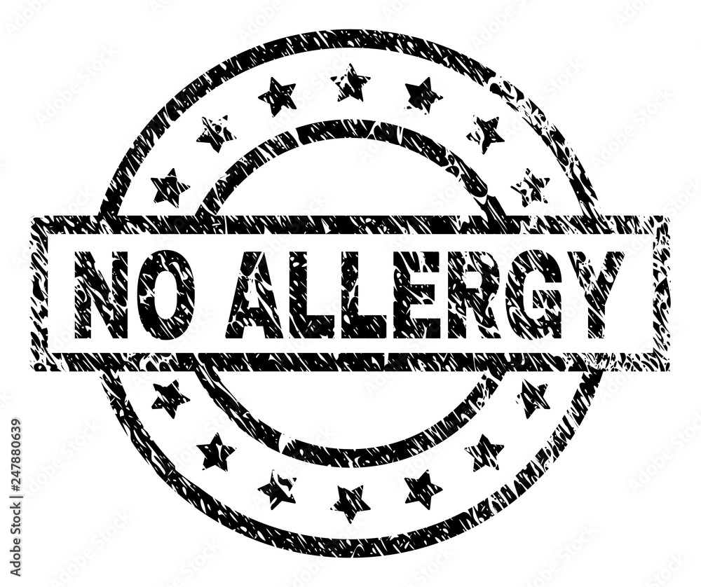 NO ALLERGY stamp seal watermark with distress style. Designed with ...