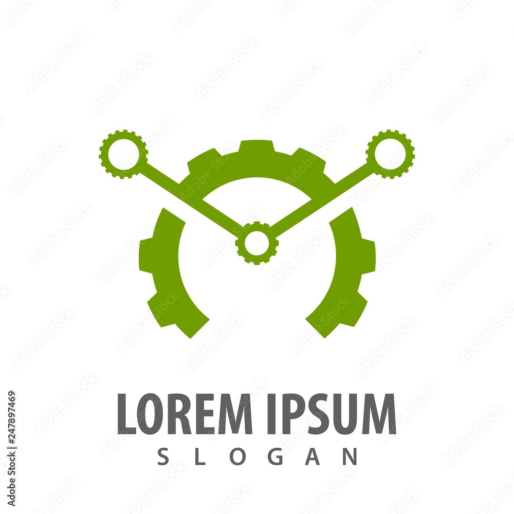 Green gear logo concept design. Symbol graphic template element vector ...