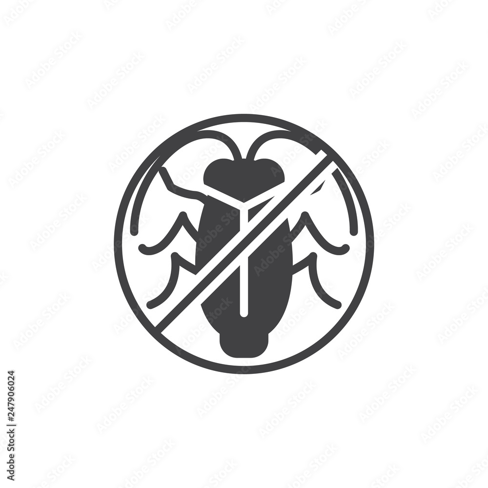 No cockroach pests vector icon. filled flat sign for mobile concept and ...