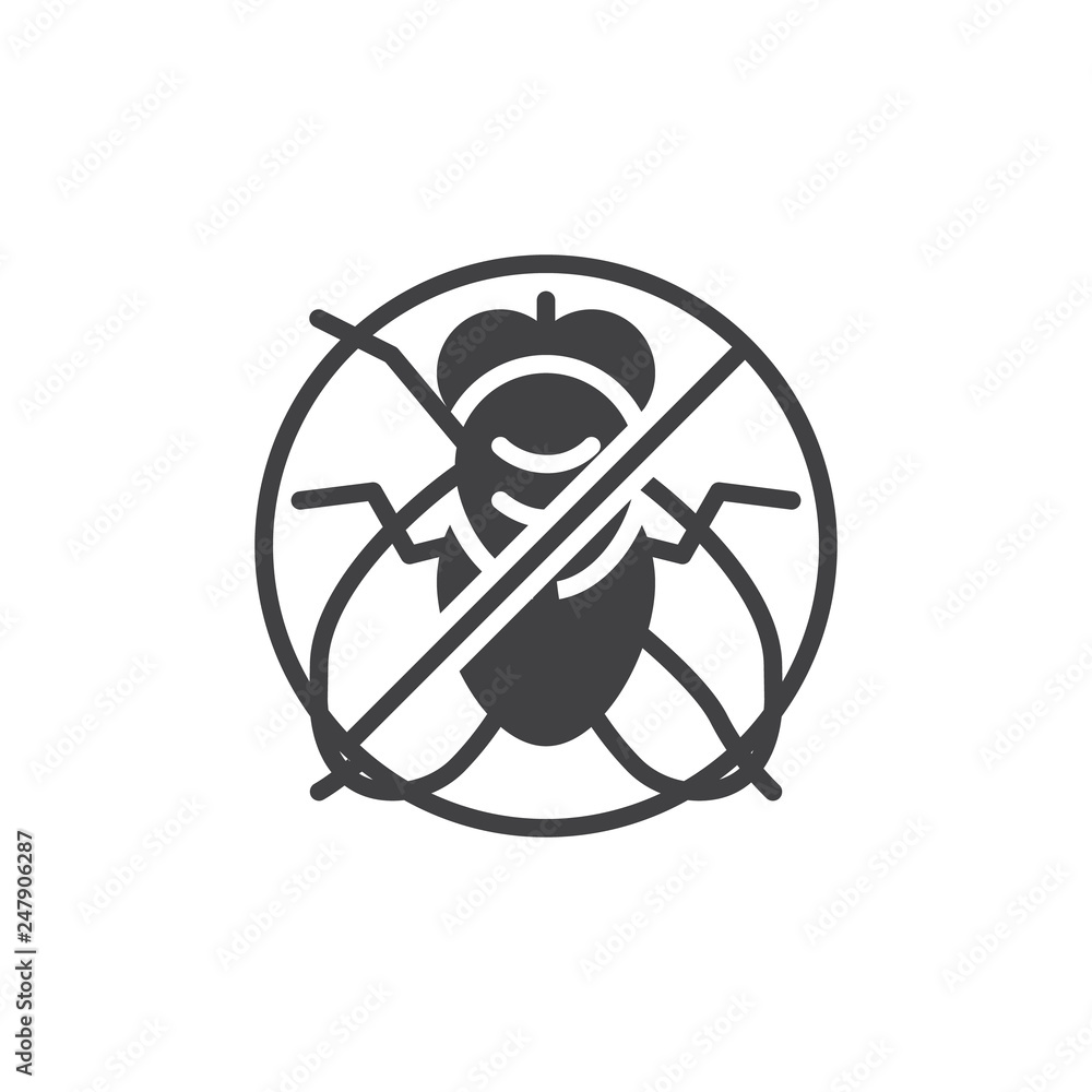 No fly pests vector icon. filled flat sign for mobile concept and web ...